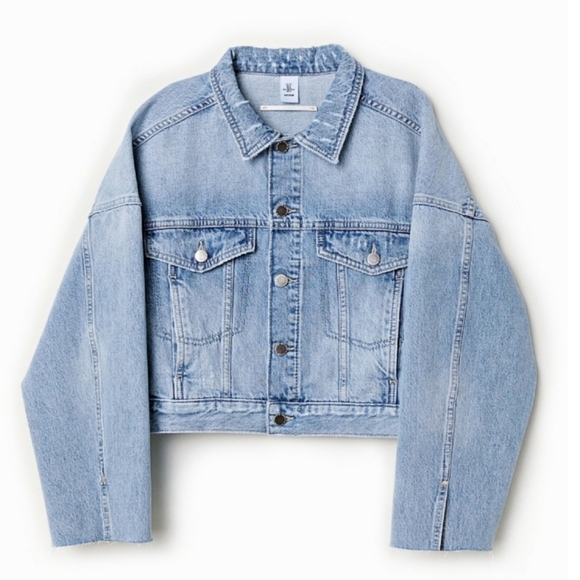 H&M | Jackets & Coats | Retro 9s Boxy Fit Cropped Light Denim Jacket ...